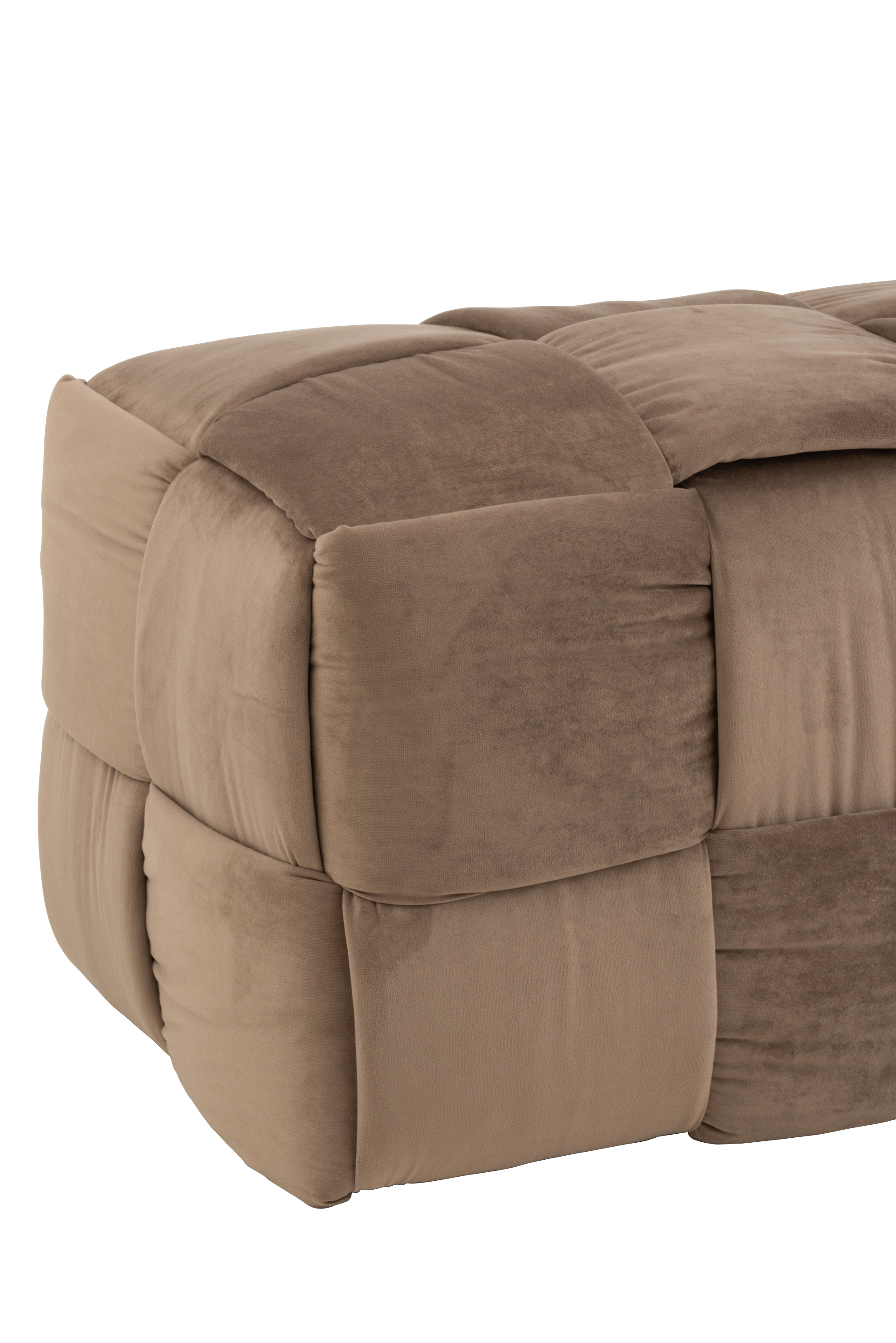 J-line Pouf 3-Seater Textile/Wood Brown@ LIVING-shop.eu