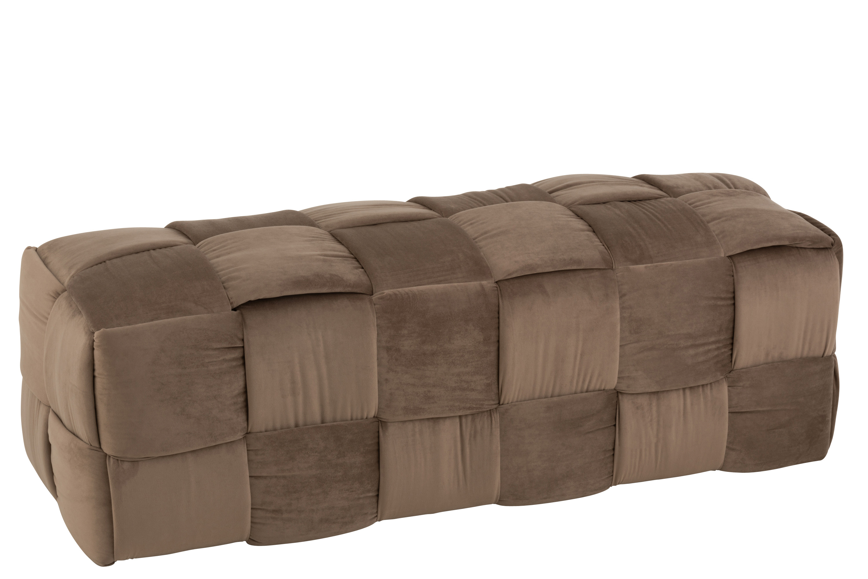 J-line Pouf 3-Seater Textile/Wood Brown@ LIVING-shop.eu