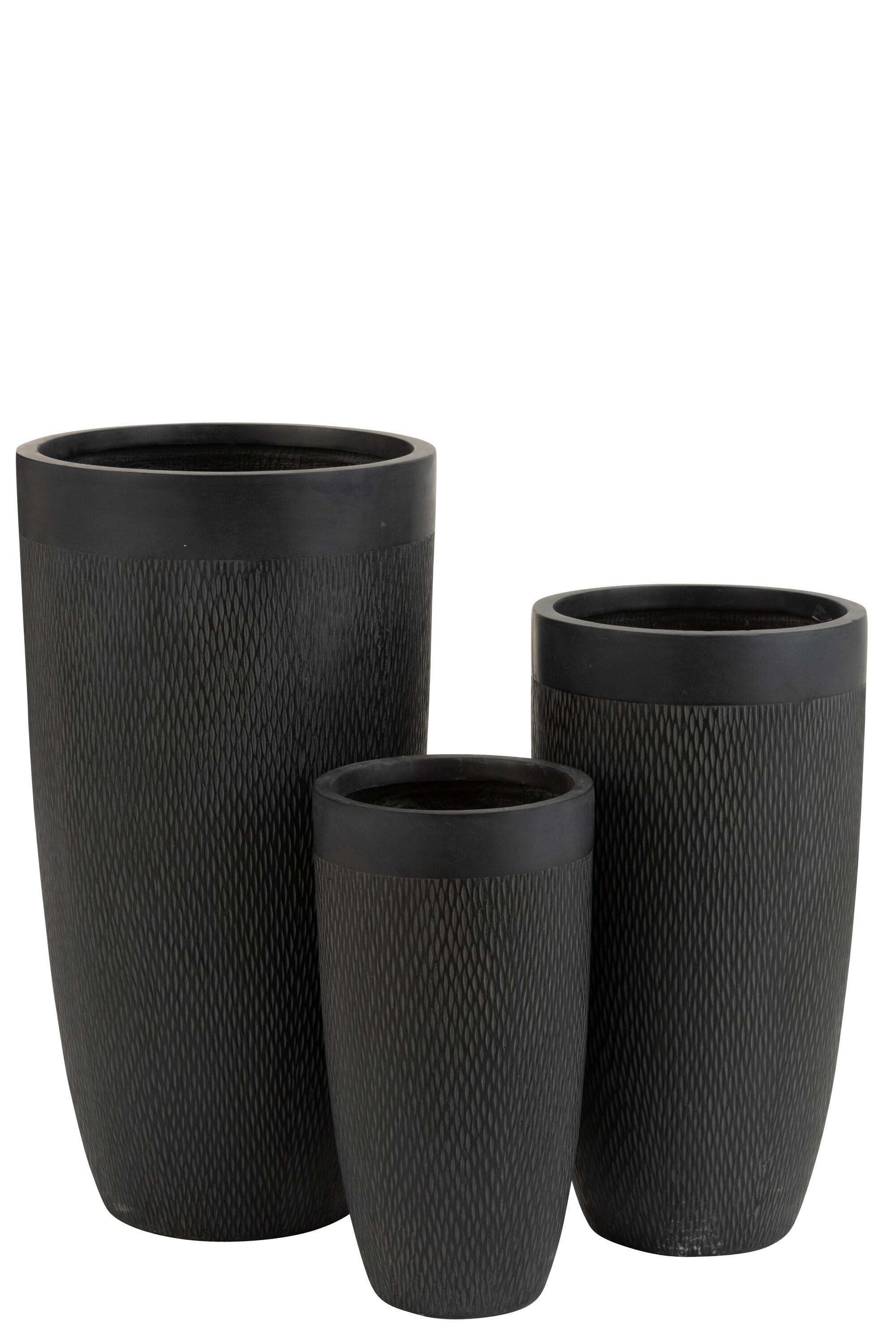 3 Tall Black Outdoor Flower Pots by J-Line LIVING-shop.eu