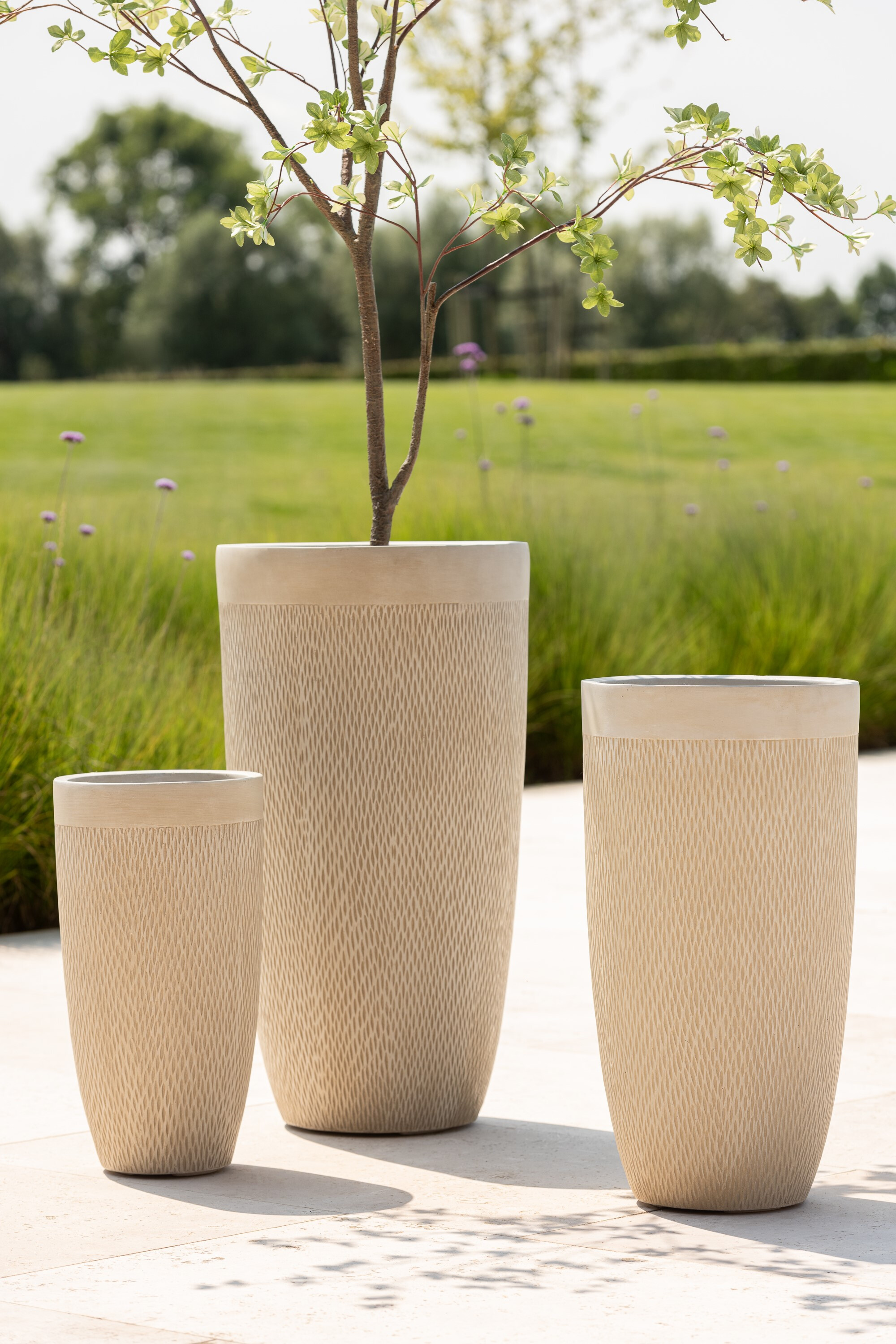 Tall flowerpots clay beige best buy online @ LIVING-shop.eu