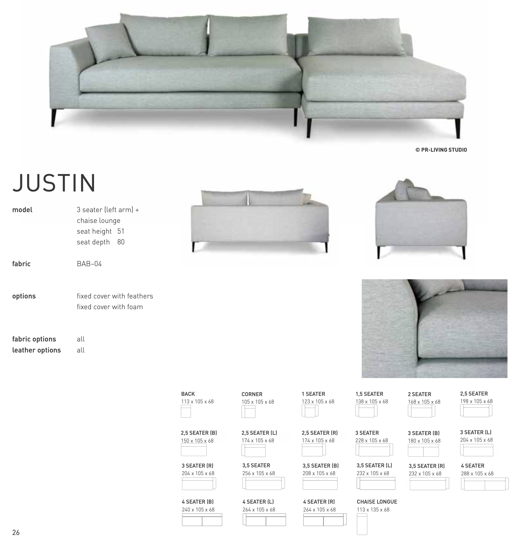 Modulaire lounge zitbank Justin zetel PR LIVING bij PR LIVING-shop ...