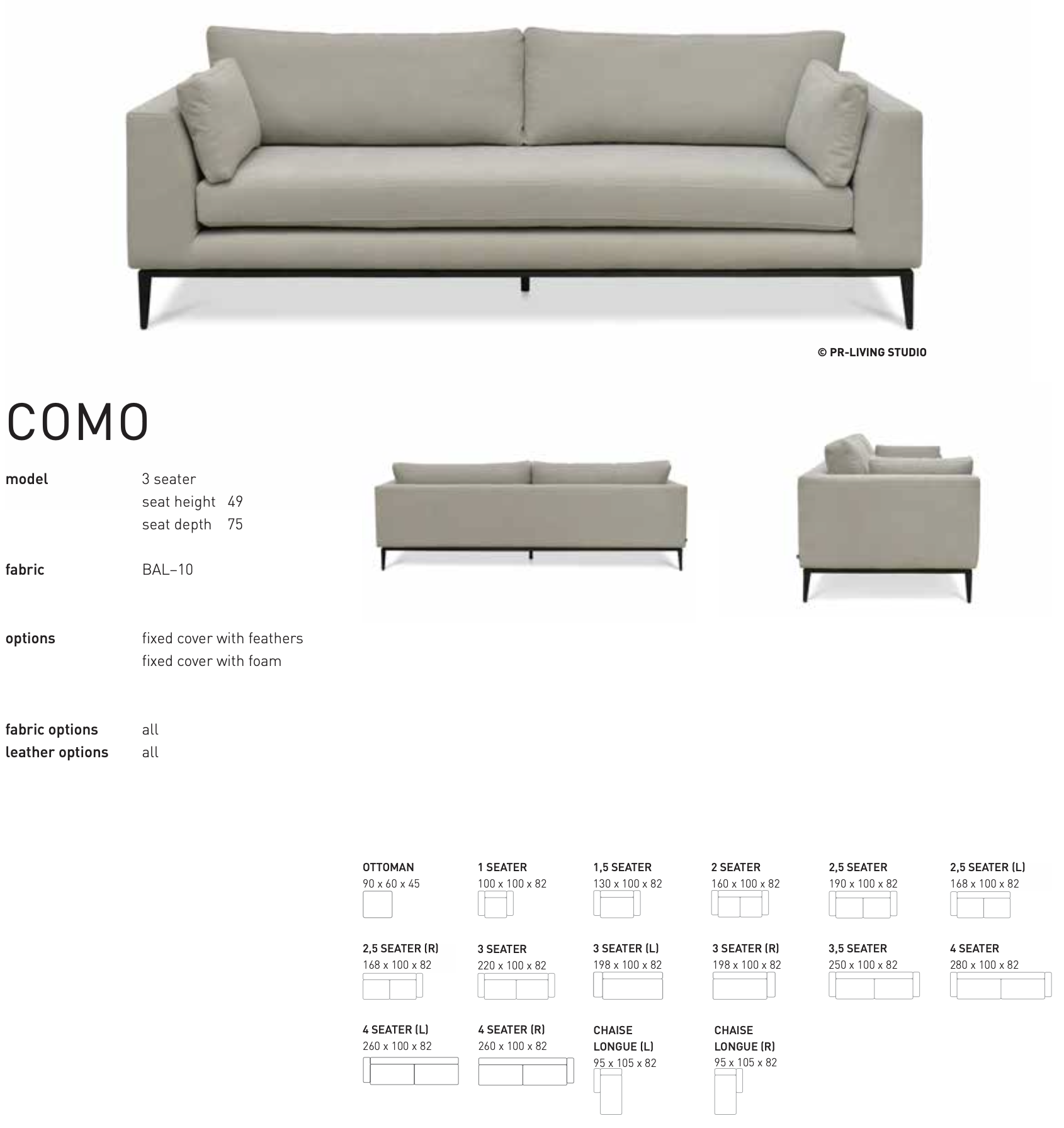 Moderne zetel Como zitbanken modern @ LIVING-shop stijlvol wonen